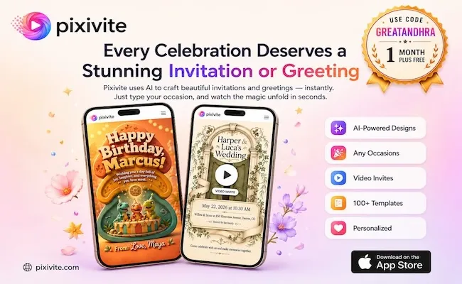 Pixivite: Create AI Invitations & Greetings - Great Andhra